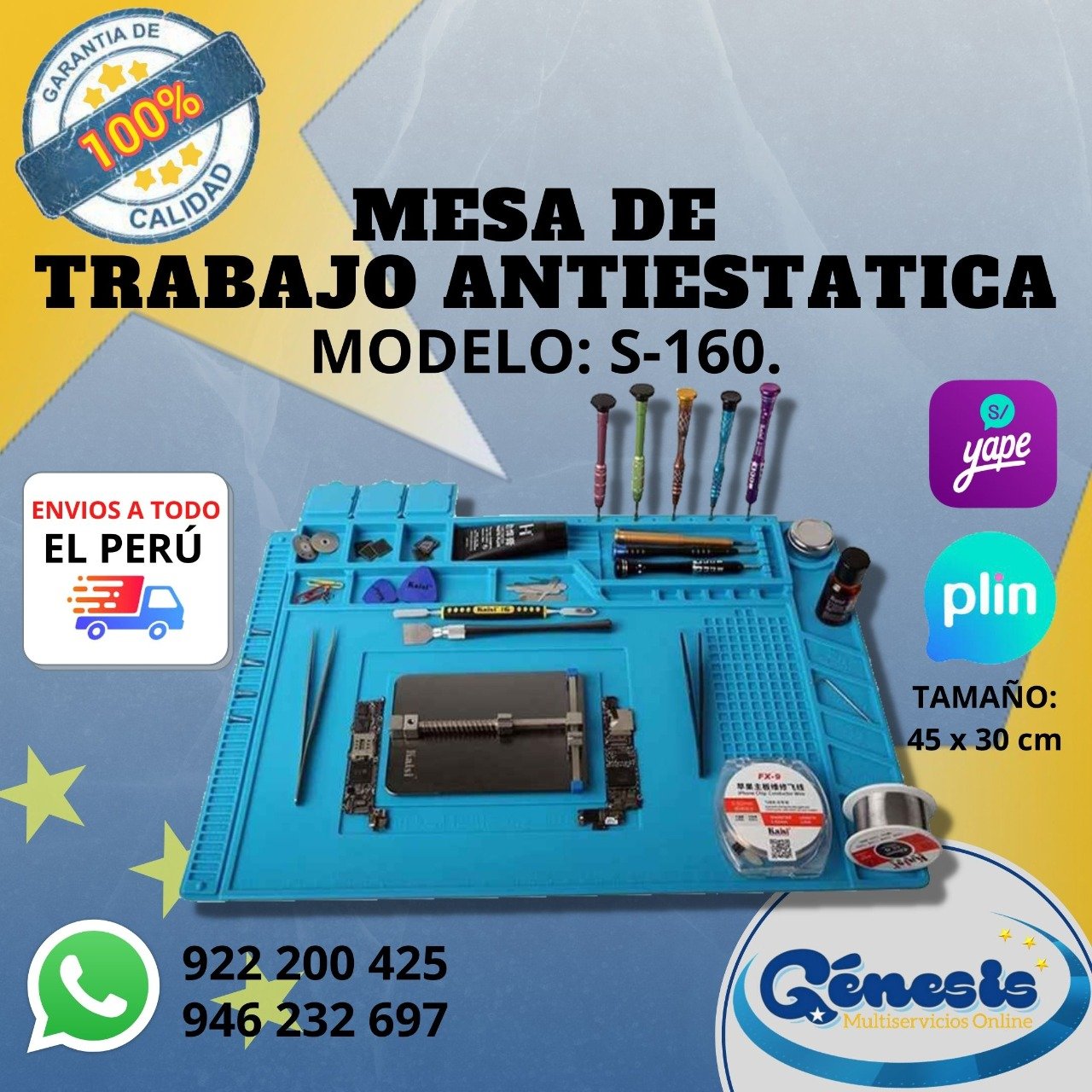 MESA DE TRABAJO ANTIESTATICA GRANDE – Genesis Multiservicios Online