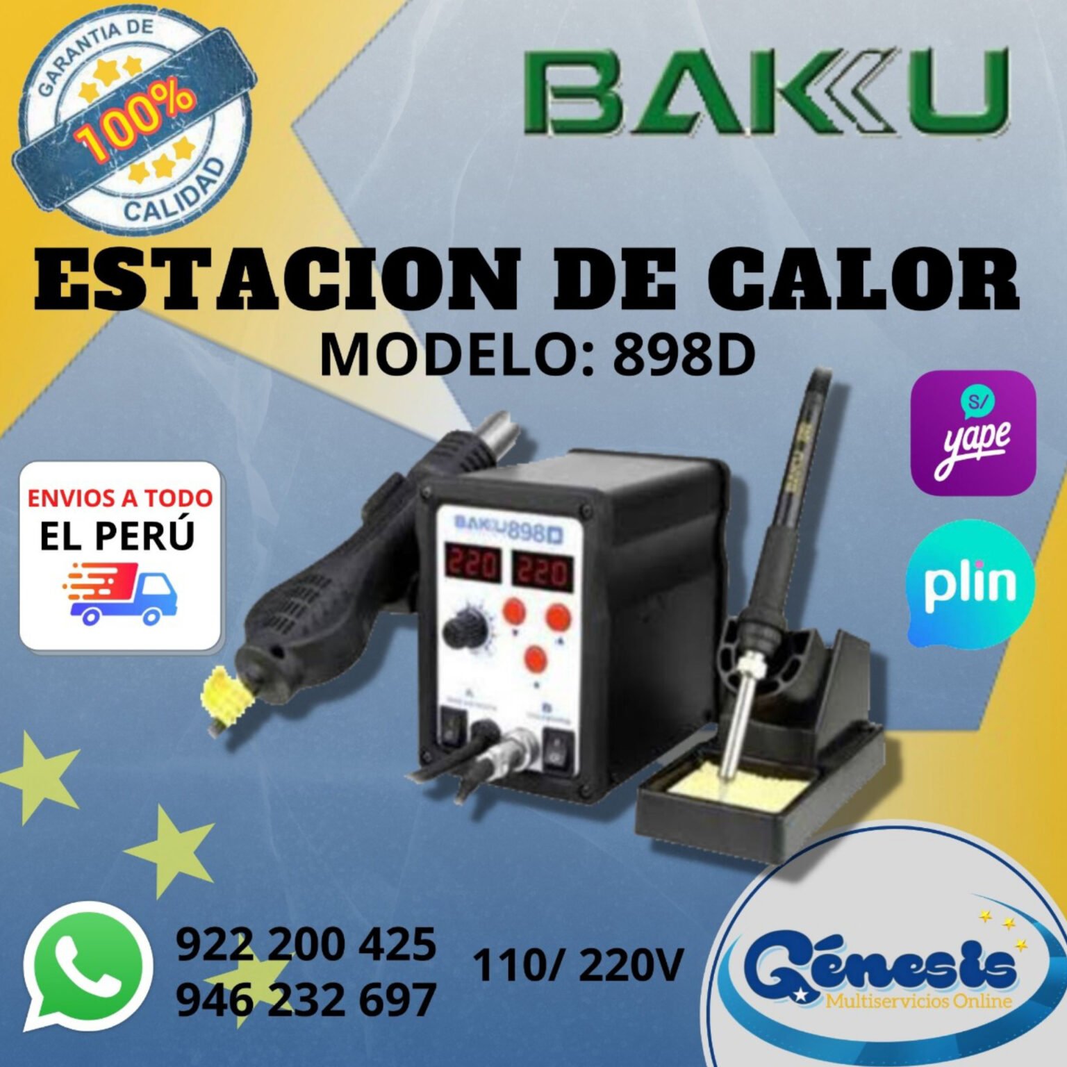 Estacion de calor Baku 898D - Genesis Multiservicios Online