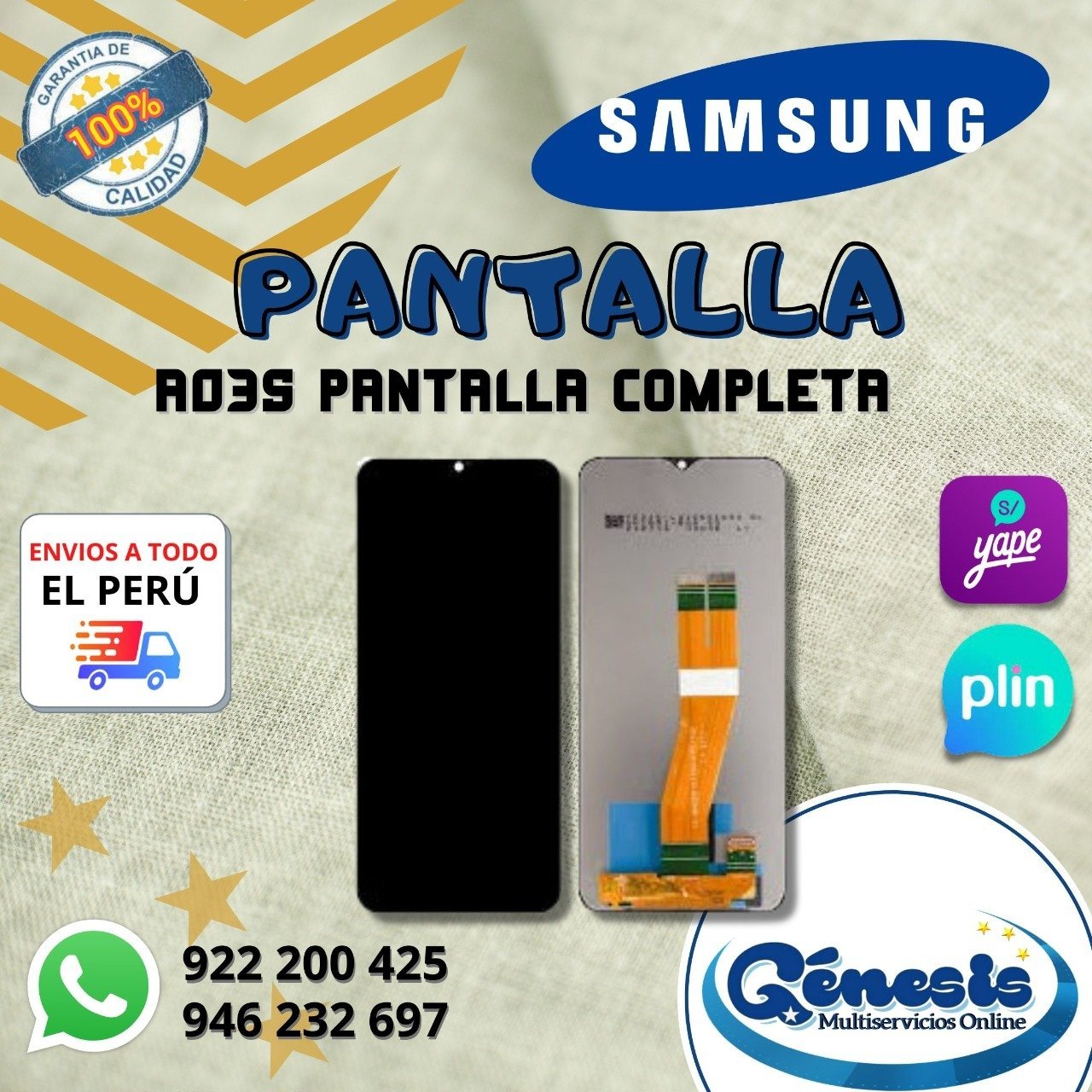 Samsung A03S pantalla completa - Genesis Multiservicios Online