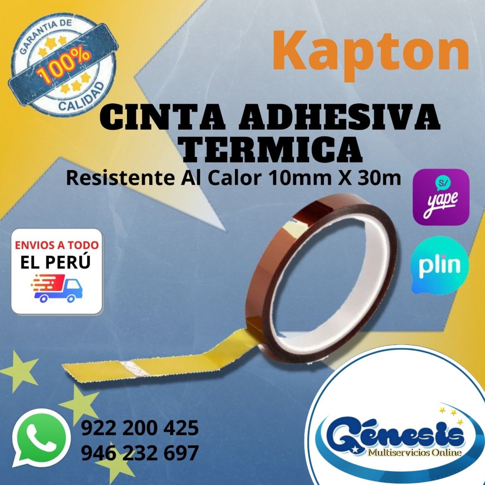 Cinta Adhesiva Termica Kapton Resistente Al Calor - Genesis ...